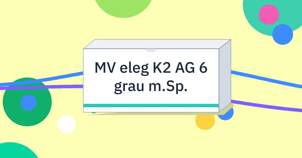 Symbolbild: Packung mit der Aufschrift MV eleg K2 AG 6 grau m.Sp. (PZN 18928234) – Verfügbarkeit und Bezug in Apotheken in Frankfurt am Main