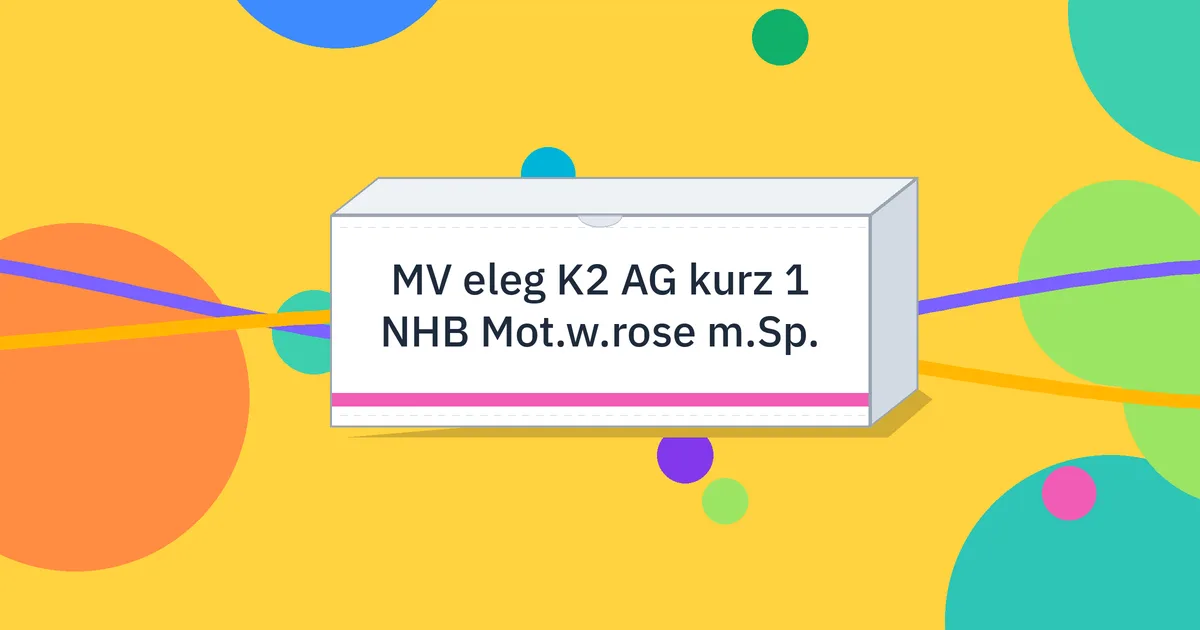 Symbolbild: Packung mit der Aufschrift MV eleg K2 AG kurz 1 NHB Mot.w.rose m.Sp. (PZN 15712456) – Verfügbarkeit und Bezug in Apotheken in Frankfurt am Main