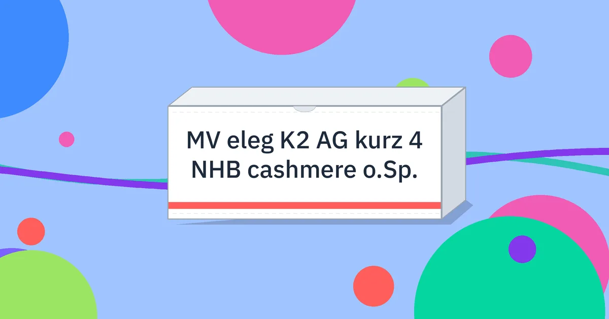 Symbolbild: Packung mit der Aufschrift MV eleg K2 AG kurz 4 NHB cashmere o.Sp. (PZN 15715785) – Verfügbarkeit und Bezug in Apotheken in Frankfurt am Main