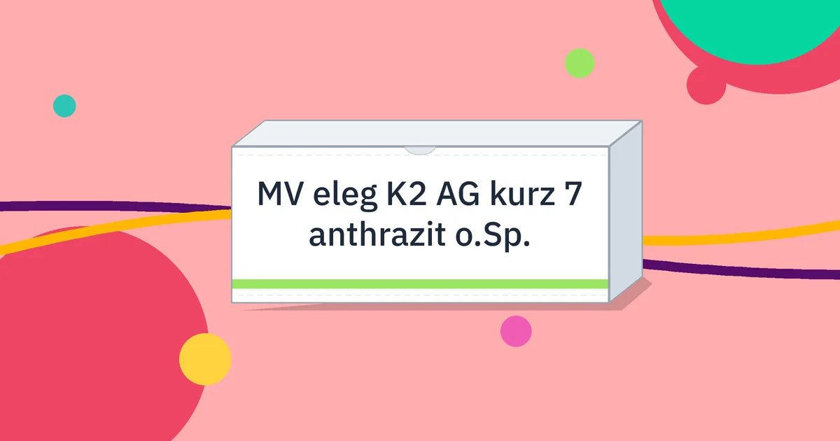 Symbolbild: Packung mit der Aufschrift MV eleg K2 AG kurz 7 anthrazit o.Sp. (PZN 00644111) – Verfügbarkeit und Bezug in Apotheken in Frankfurt am Main