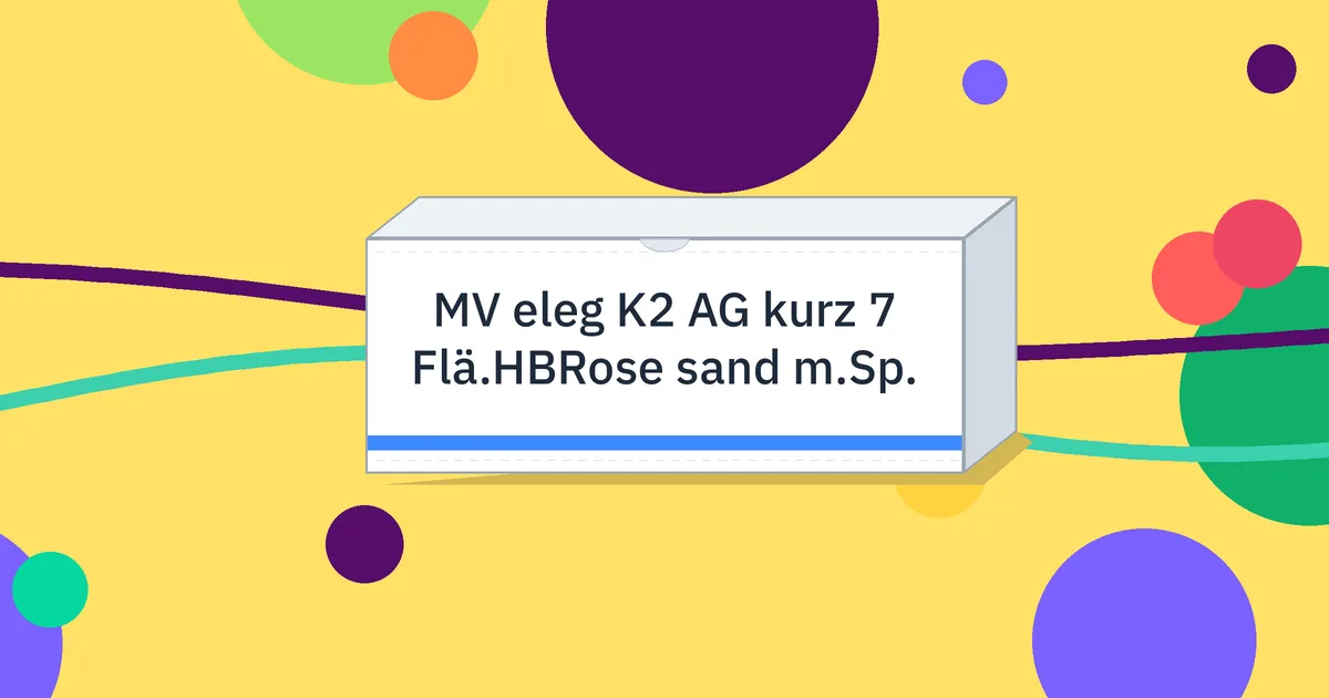 Symbolbild: Packung mit der Aufschrift MV eleg K2 AG kurz 7 Flä.HBRose sand m.Sp. (PZN 18925997) – Verfügbarkeit und Bezug in Apotheken in Frankfurt am Main