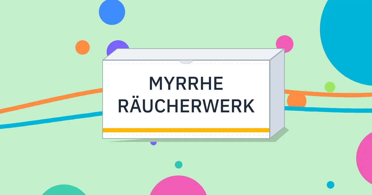 Symbolbild: Packung mit der Aufschrift MYRRHE RÄUCHERWERK (PZN 05451434) – Verfügbarkeit und Bezug in Apotheken in Frankfurt am Main