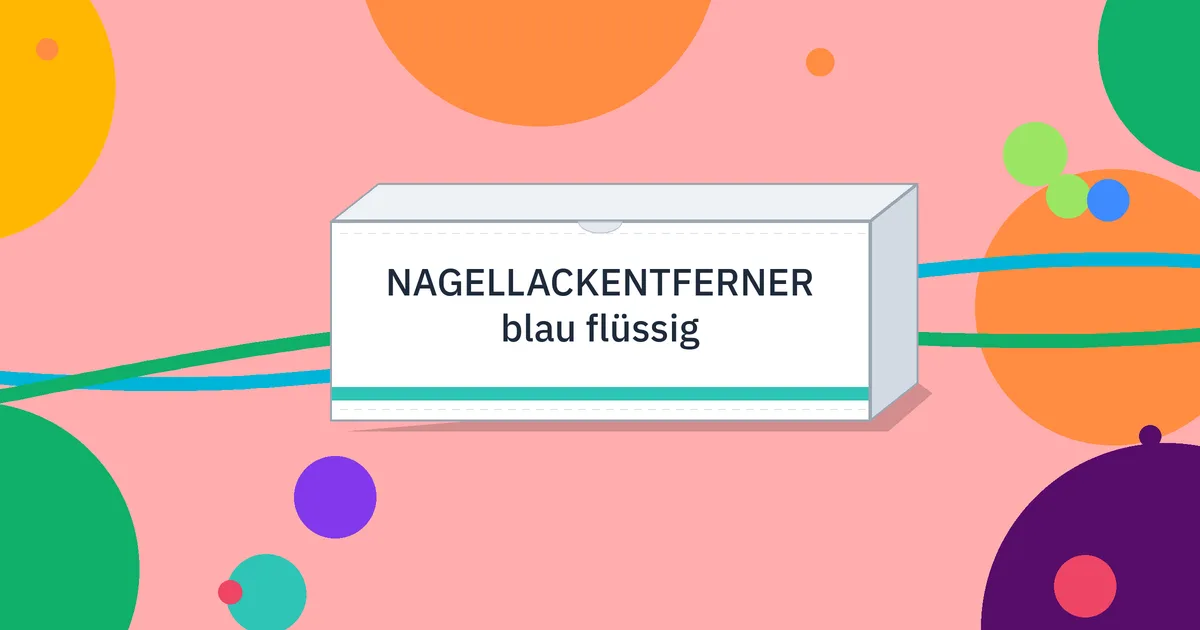 Symbolbild: Packung mit der Aufschrift NAGELLACKENTFERNER blau flüssig (PZN 06153839) – Verfügbarkeit und Bezug in Apotheken in Frankfurt am Main
