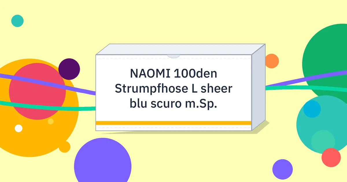 Symbolbild: Packung mit der Aufschrift NAOMI 100den Strumpfhose L sheer blu scuro m.Sp. (PZN 16177189) – Verfügbarkeit und Bezug in Apotheken in Frankfurt am Main
