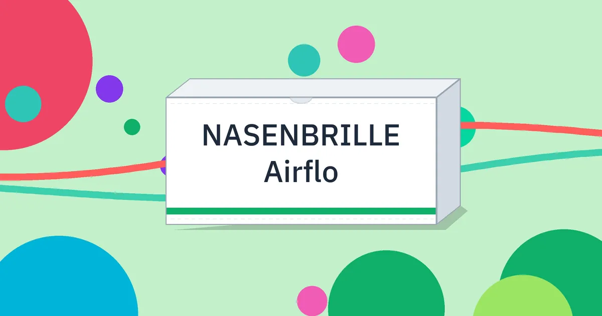 Symbolbild: Packung mit der Aufschrift NASENBRILLE Airflo (PZN 07352788) – Verfügbarkeit und Bezug in Apotheken in Frankfurt am Main