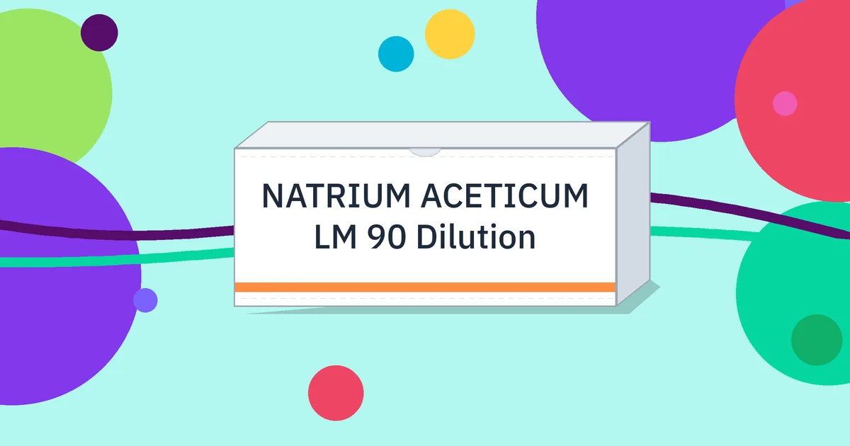 Symbolbild: Packung mit der Aufschrift NATRIUM ACETICUM LM 90 Dilution (PZN 12959216) – Verfügbarkeit und Bezug in Apotheken in Frankfurt am Main