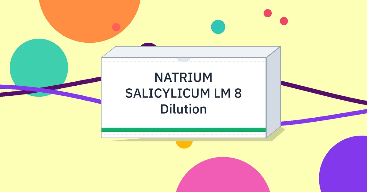 Symbolbild: Packung mit der Aufschrift NATRIUM SALICYLICUM LM 8 Dilution (PZN 12966452) – Verfügbarkeit und Bezug in Apotheken in Frankfurt am Main