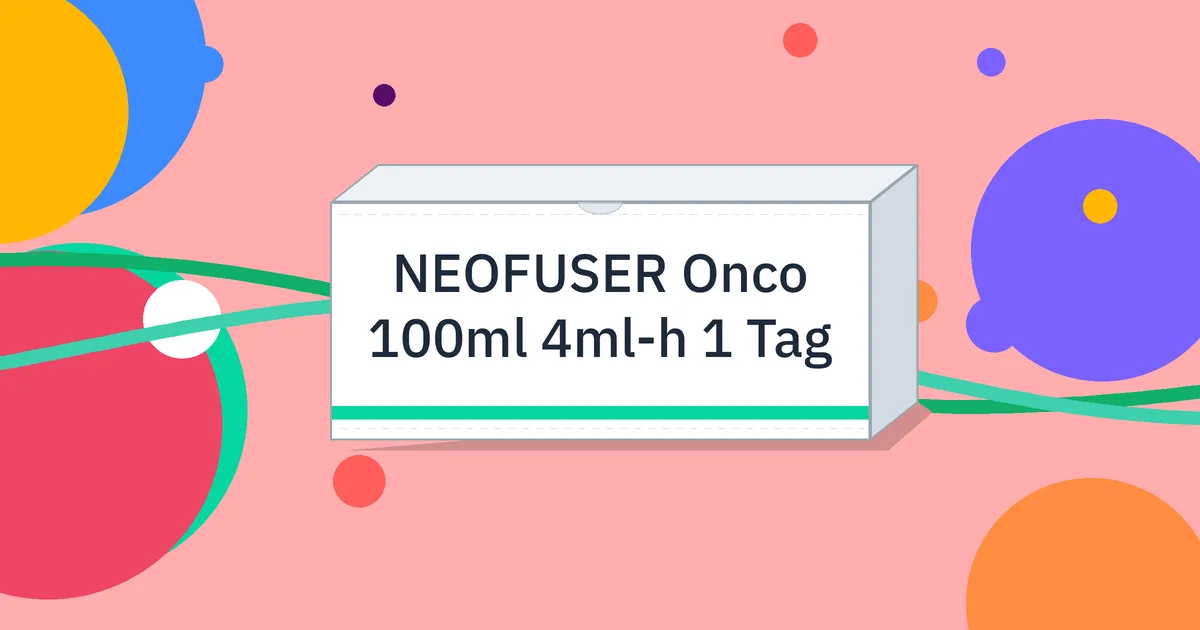 Symbolbild: Packung mit der Aufschrift NEOFUSER Onco 100ml 4ml-h 1 Tag (PZN 16512280) – Verfügbarkeit und Bezug in Apotheken in Frankfurt am Main