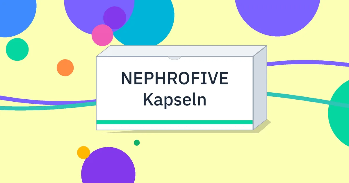 Symbolbild: Packung mit der Aufschrift NEPHROFIVE Kapseln (PZN 18766599) – Verfügbarkeit und Bezug in Apotheken in Frankfurt am Main
