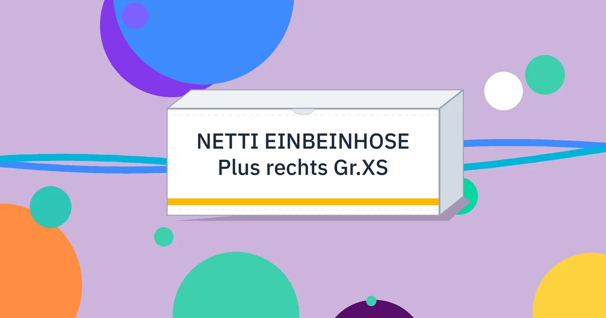 Symbolbild: Packung mit der Aufschrift NETTI EINBEINHOSE Plus rechts Gr.XS (PZN 05518003) – Verfügbarkeit und Bezug in Apotheken in Frankfurt am Main