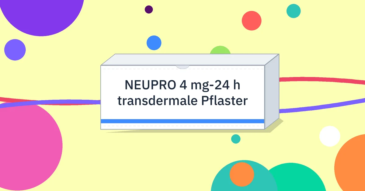 Symbolbild: Packung mit der Aufschrift NEUPRO 4 mg-24 h transdermale Pflaster (PZN 01557822) – Verfügbarkeit und Bezug in Apotheken in Frankfurt am Main