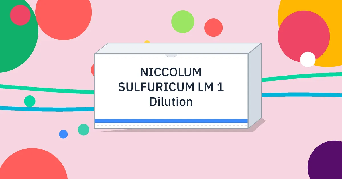 Symbolbild: Packung mit der Aufschrift NICCOLUM SULFURICUM LM 1 Dilution (PZN 12968505) – Verfügbarkeit und Bezug in Apotheken in Frankfurt am Main