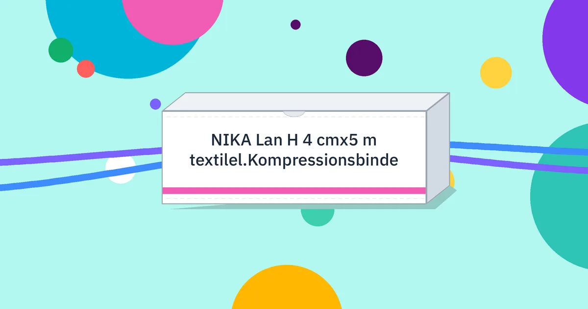 Symbolbild: Packung mit der Aufschrift NIKA Lan H 4 cmx5 m textilel.Kompressionsbinde (PZN 18171251) – Verfügbarkeit und Bezug in Apotheken in Frankfurt am Main