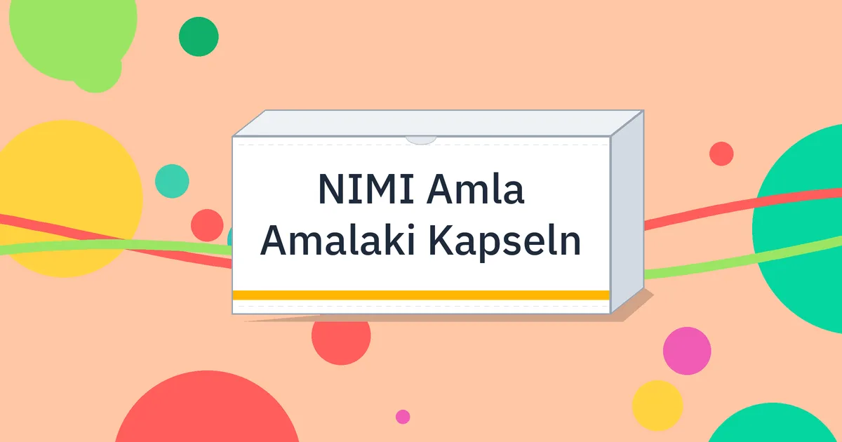 Symbolbild: Packung mit der Aufschrift NIMI Amla Amalaki Kapseln (PZN 14234753) – Verfügbarkeit und Bezug in Apotheken in Frankfurt am Main