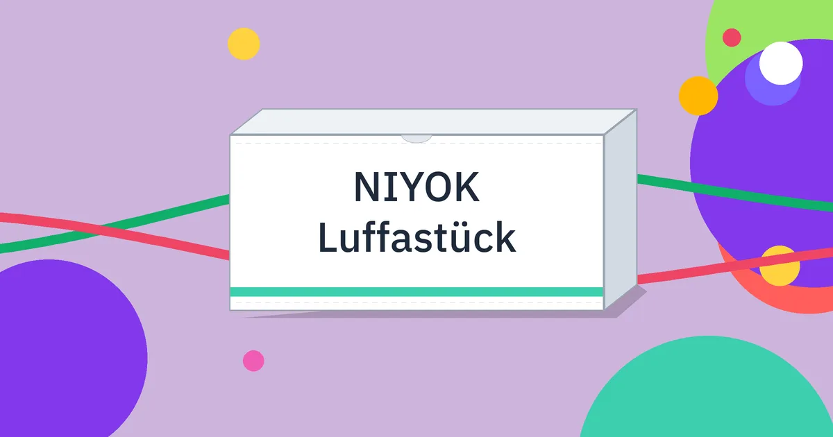 Symbolbild: Packung mit der Aufschrift NIYOK Luffastück (PZN 19543358) – Verfügbarkeit und Bezug in Apotheken in Frankfurt am Main