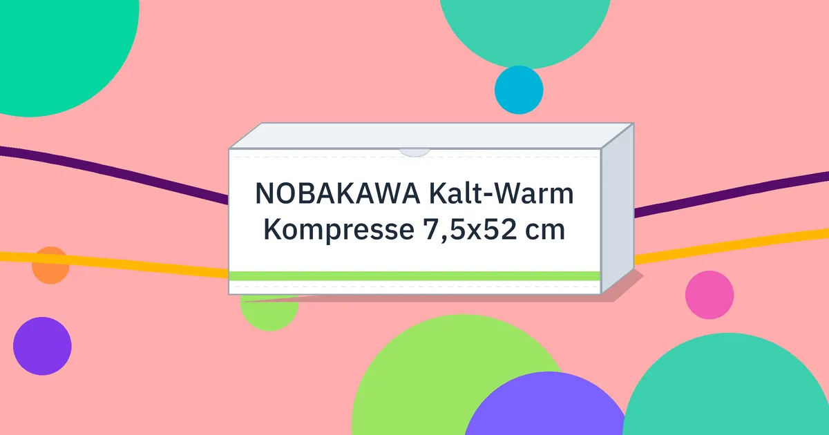 Symbolbild: Packung mit der Aufschrift NOBAKAWA Kalt-Warm Kompresse 7,5x52 cm (PZN 00611790) – Verfügbarkeit und Bezug in Apotheken in Frankfurt am Main