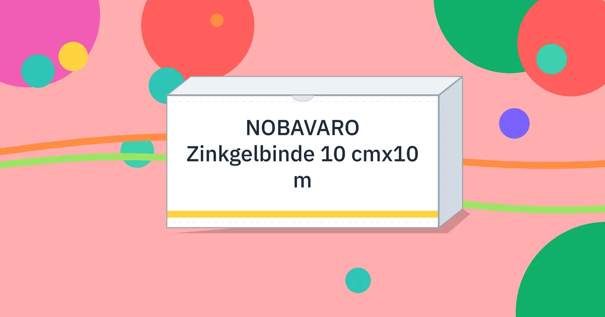 Symbolbild: Packung mit der Aufschrift NOBAVARO Zinkgelbinde 10 cmx10 m (PZN 07097178) – Verfügbarkeit und Bezug in Apotheken in Frankfurt am Main