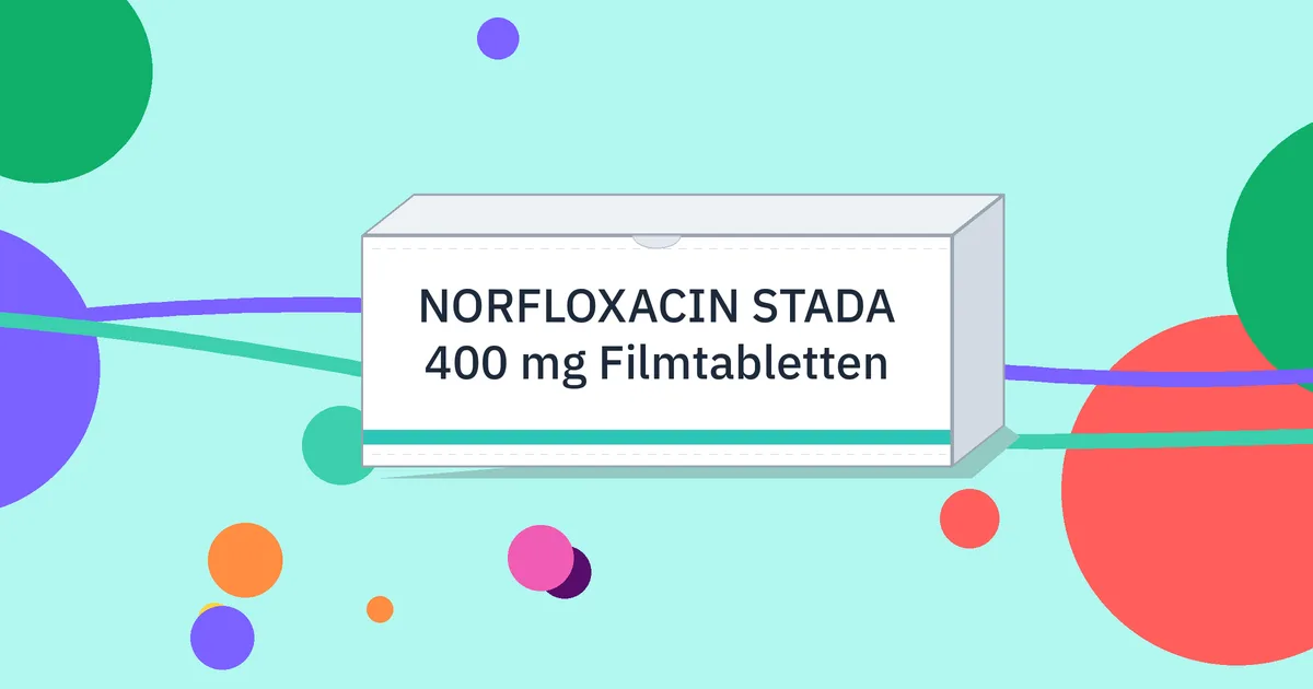 Symbolbild: Packung mit der Aufschrift NORFLOXACIN STADA 400 mg Filmtabletten (PZN 08865053) – Verfügbarkeit und Bezug in Apotheken in Frankfurt am Main