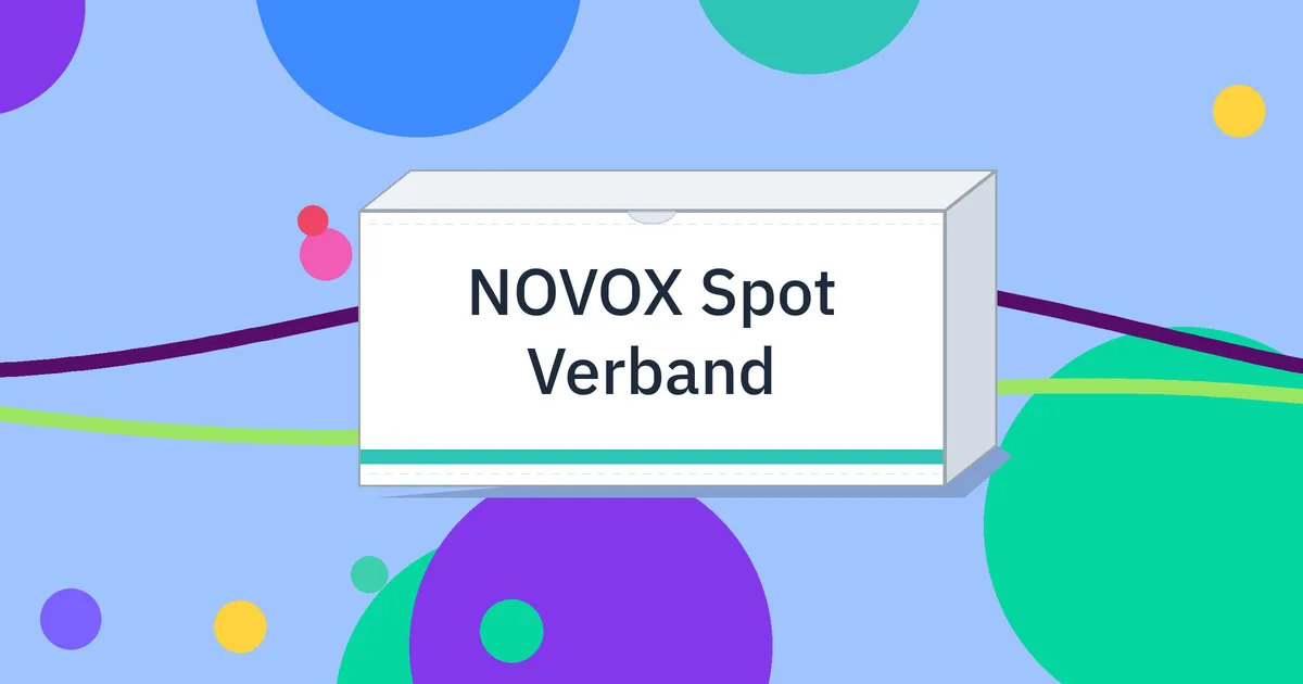 Symbolbild: Packung mit der Aufschrift NOVOX Spot Verband (PZN 19229739) – Verfügbarkeit und Bezug in Apotheken in Frankfurt am Main