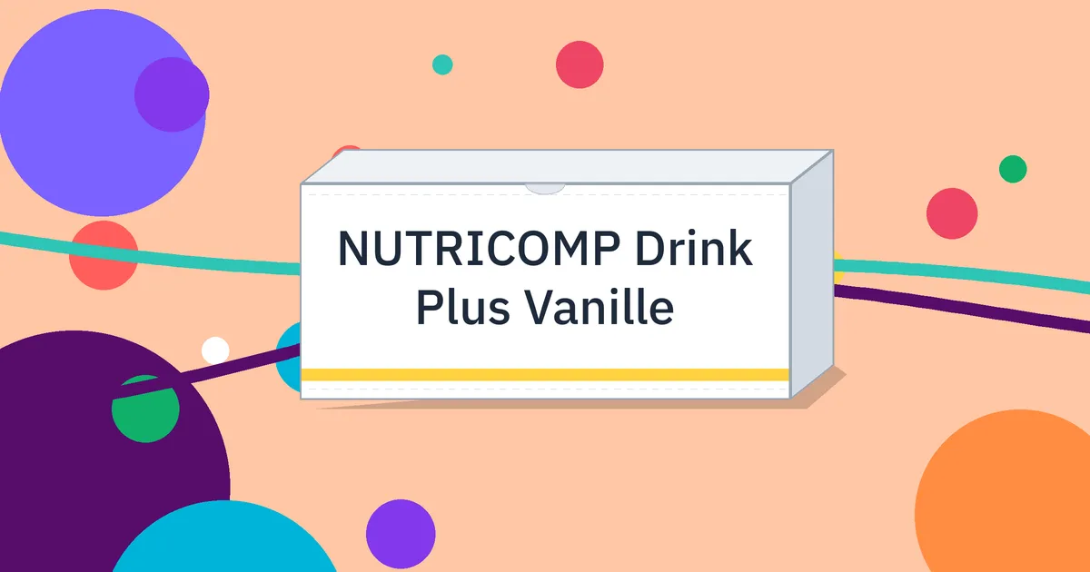 Symbolbild: Packung mit der Aufschrift NUTRICOMP Drink Plus Vanille (PZN 11847455) – Verfügbarkeit und Bezug in Apotheken in Frankfurt am Main