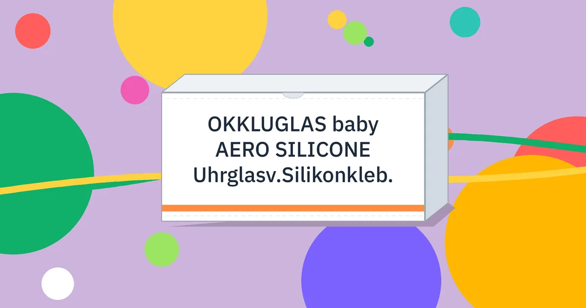 Symbolbild: Packung mit der Aufschrift OKKLUGLAS baby AERO SILICONE Uhrglasv.Silikonkleb. (PZN 19187863) – Verfügbarkeit und Bezug in Apotheken in Frankfurt am Main