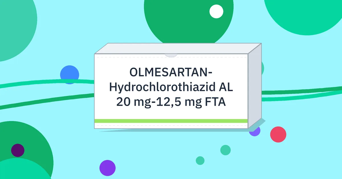 Symbolbild: Packung mit der Aufschrift OLMESARTAN-Hydrochlorothiazid AL 20 mg-12,5 mg FTA (PZN 12572115) – Verfügbarkeit und Bezug in Apotheken in Frankfurt am Main