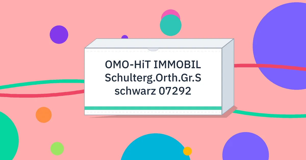 Symbolbild: Packung mit der Aufschrift OMO-HiT IMMOBIL Schulterg.Orth.Gr.S schwarz 07292 (PZN 11028510) – Verfügbarkeit und Bezug in Apotheken in Frankfurt am Main