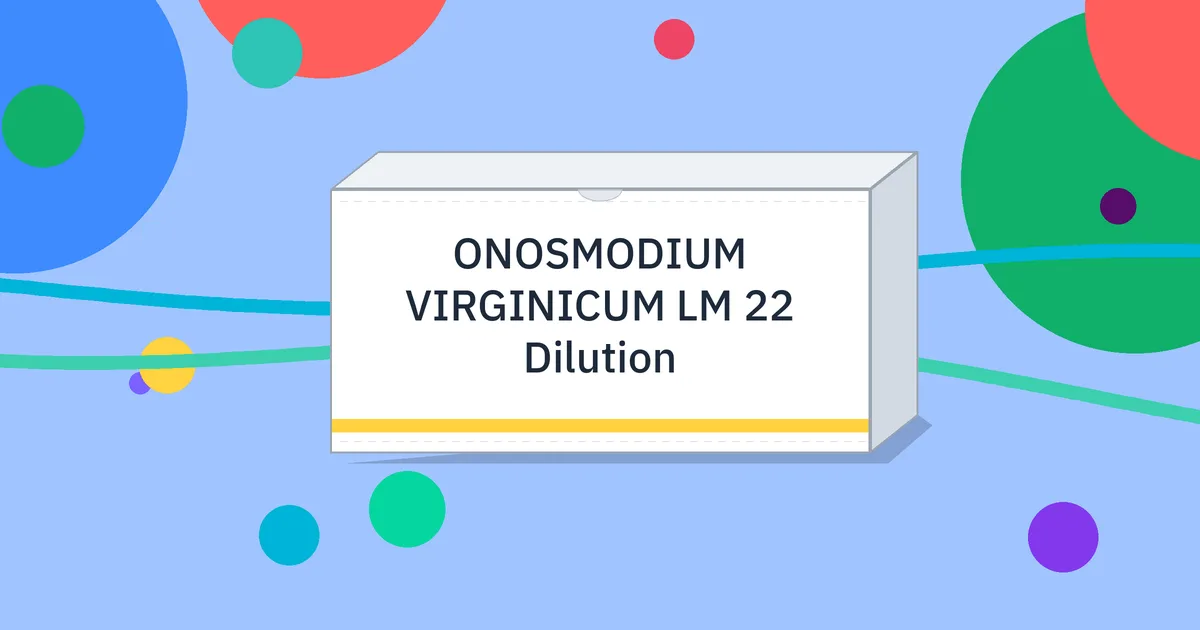 Symbolbild: Packung mit der Aufschrift ONOSMODIUM VIRGINICUM LM 22 Dilution (PZN 13626758) – Verfügbarkeit und Bezug in Apotheken in Frankfurt am Main