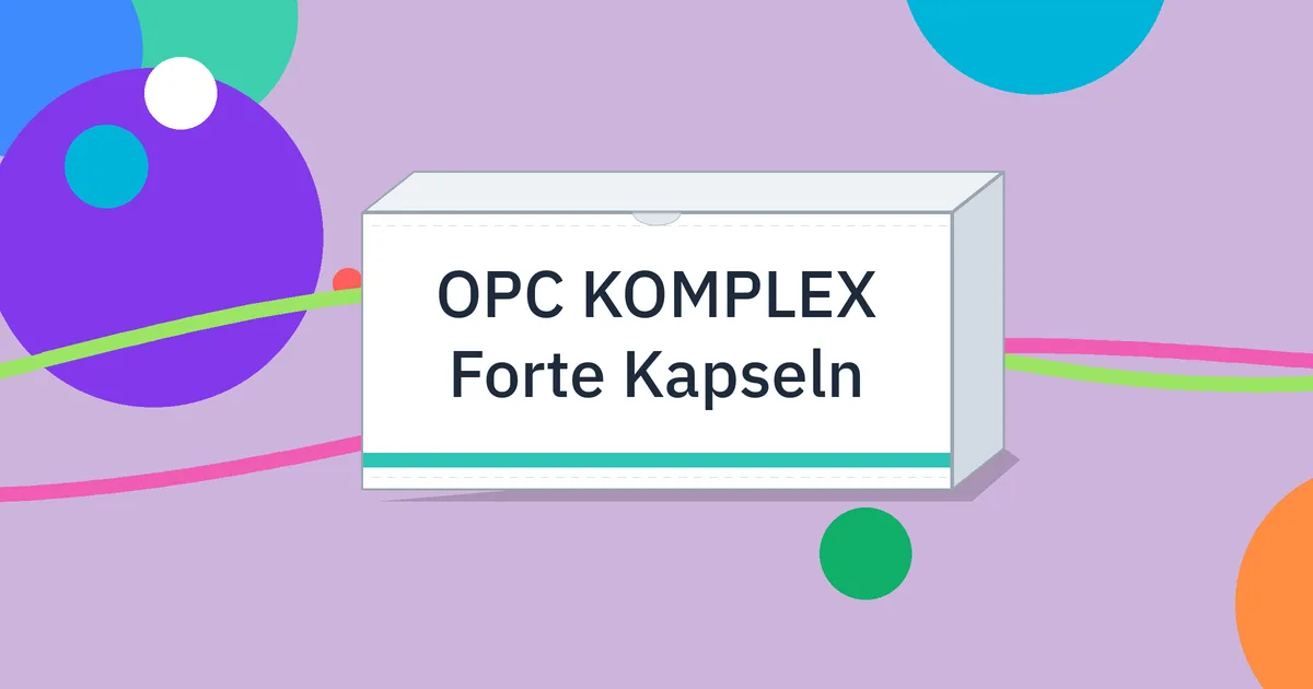 Symbolbild: Packung mit der Aufschrift OPC KOMPLEX Forte Kapseln (PZN 19227019) – Verfügbarkeit und Bezug in Apotheken in Frankfurt am Main