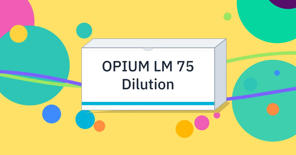 Symbolbild: Packung mit der Aufschrift OPIUM LM 75 Dilution (PZN 12972381) – Verfügbarkeit und Bezug in Apotheken in Frankfurt am Main