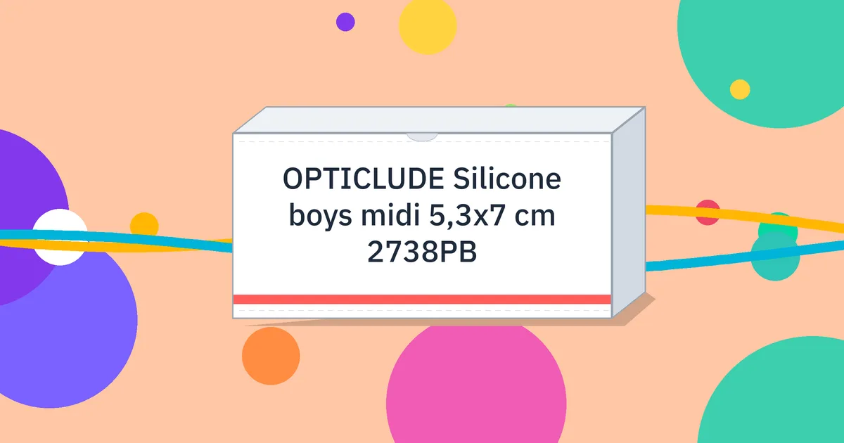 Symbolbild: Packung mit der Aufschrift OPTICLUDE Silicone boys midi 5,3x7 cm 2738PB (PZN 14218062) – Verfügbarkeit und Bezug in Apotheken in Frankfurt am Main