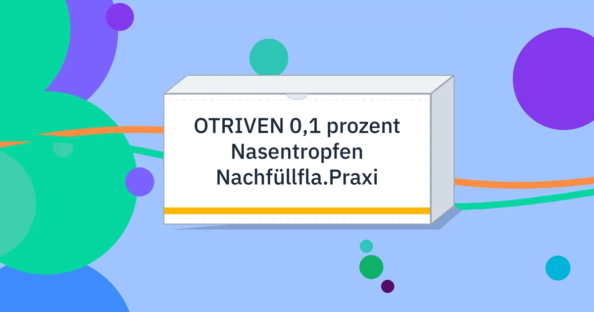 Symbolbild: Packung mit der Aufschrift OTRIVEN 0,1 prozent Nasentropfen Nachfüllfla.Praxi (PZN 00753722) – Verfügbarkeit und Bezug in Apotheken in Frankfurt am Main