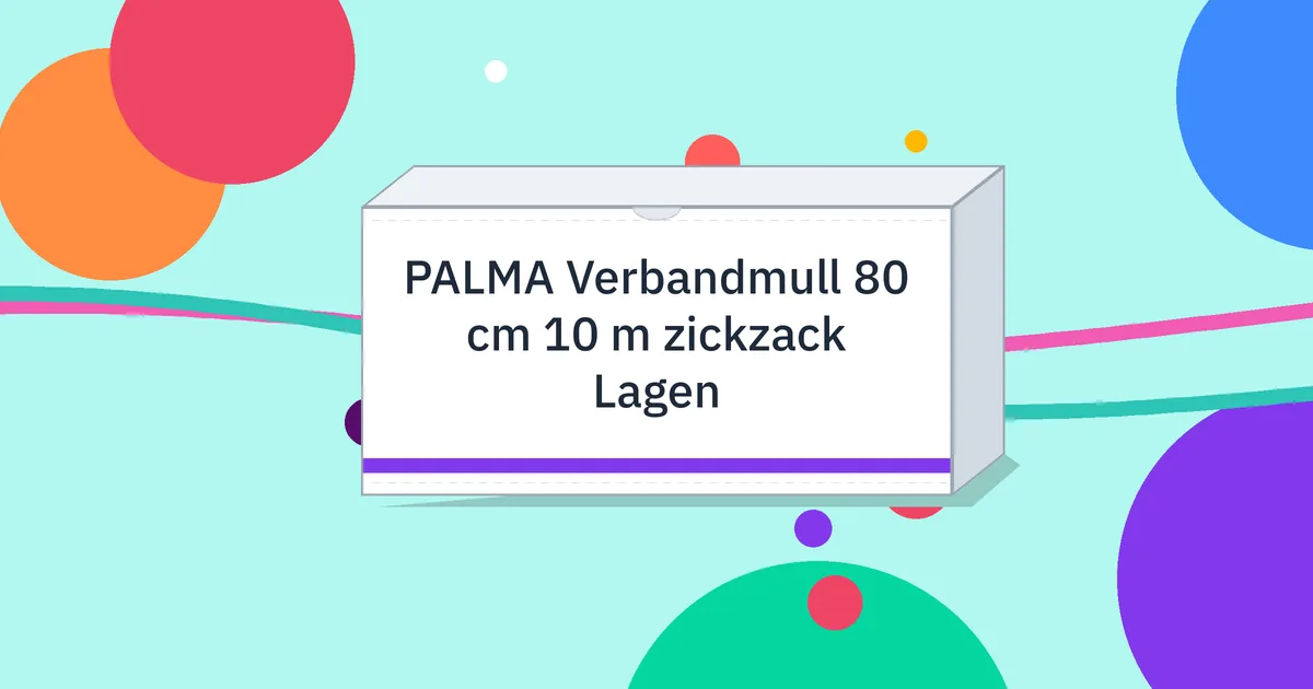 Symbolbild: Packung mit der Aufschrift PALMA Verbandmull 80 cm 10 m zickzack Lagen (PZN 02794978) – Verfügbarkeit und Bezug in Apotheken in Frankfurt am Main