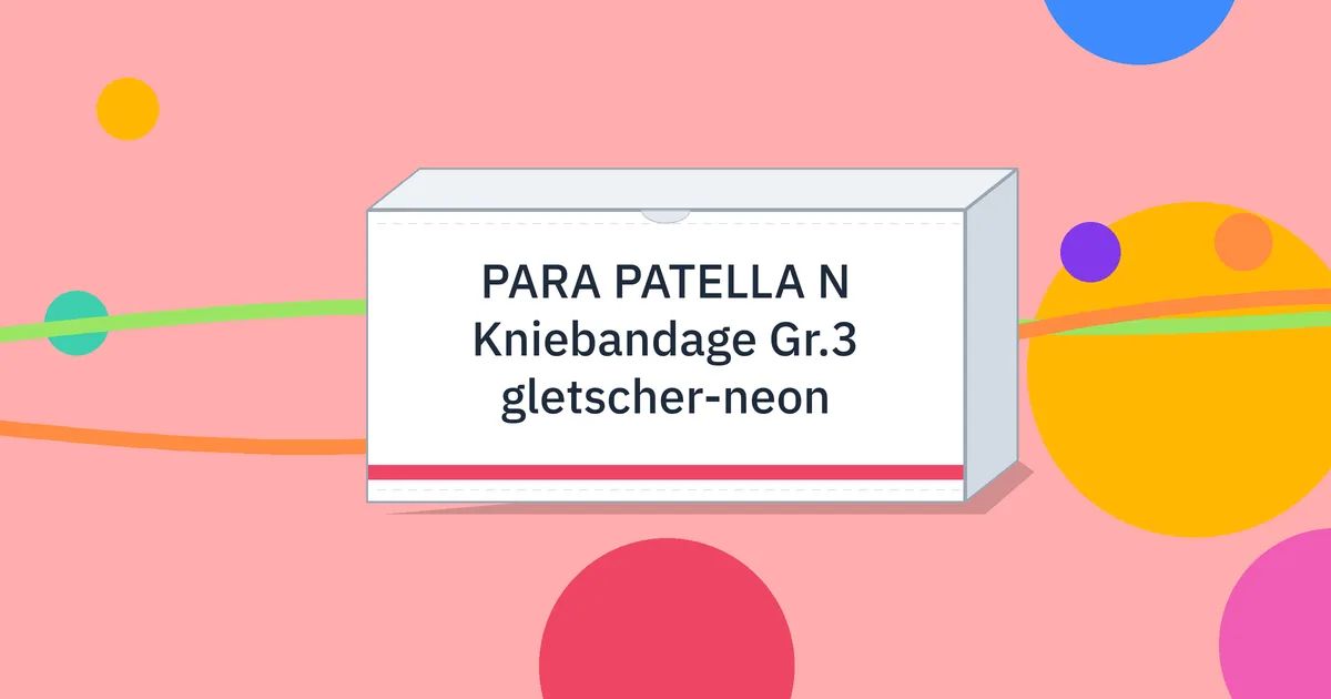 Symbolbild: Packung mit der Aufschrift PARA PATELLA N Kniebandage Gr.3 gletscher-neon (PZN 13763805) – Verfügbarkeit und Bezug in Apotheken in Frankfurt am Main