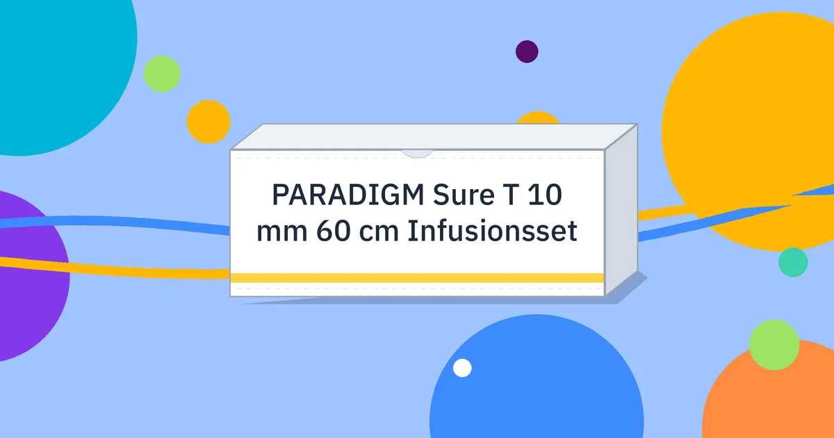 Symbolbild: Packung mit der Aufschrift PARADIGM Sure T 10 mm 60 cm Infusionsset (PZN 05458637) – Verfügbarkeit und Bezug in Apotheken in Frankfurt am Main