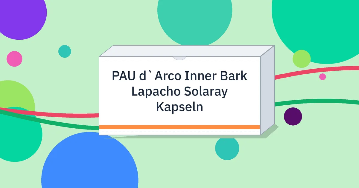 Symbolbild: Packung mit der Aufschrift PAU d`Arco Inner Bark Lapacho Solaray Kapseln (PZN 17254555) – Verfügbarkeit und Bezug in Apotheken in Frankfurt am Main