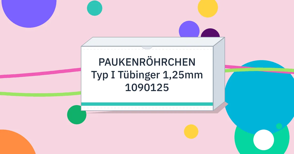 Symbolbild: Packung mit der Aufschrift PAUKENRÖHRCHEN Typ I Tübinger 1,25mm 1090125 (PZN 00184750) – Verfügbarkeit und Bezug in Apotheken in Frankfurt am Main