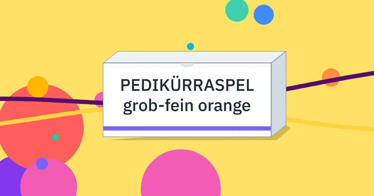 Symbolbild: Packung mit der Aufschrift PEDIKÜRRASPEL grob-fein orange (PZN 01523042) – Verfügbarkeit und Bezug in Apotheken in Frankfurt am Main