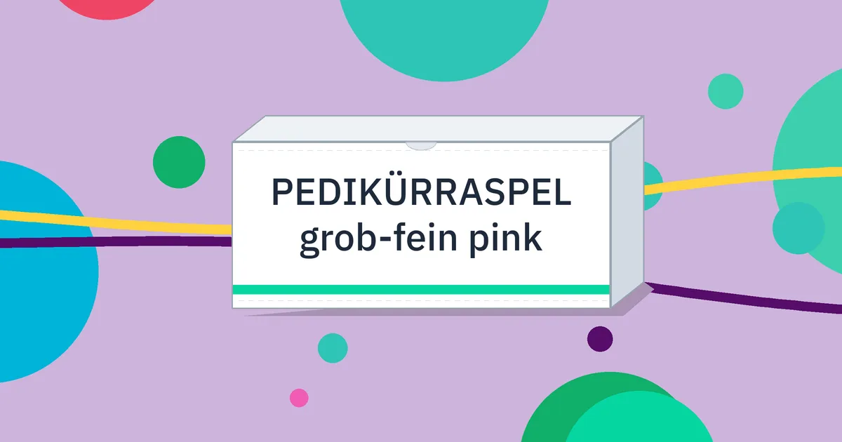 Symbolbild: Packung mit der Aufschrift PEDIKÜRRASPEL grob-fein pink (PZN 01523071) – Verfügbarkeit und Bezug in Apotheken in Frankfurt am Main