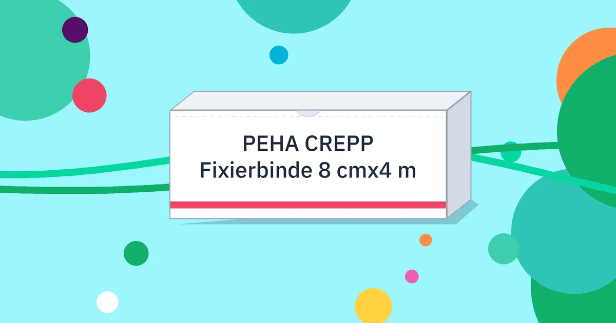Symbolbild: Packung mit der Aufschrift PEHA CREPP Fixierbinde 8 cmx4 m (PZN 20541005) – Verfügbarkeit und Bezug in Apotheken in Frankfurt am Main