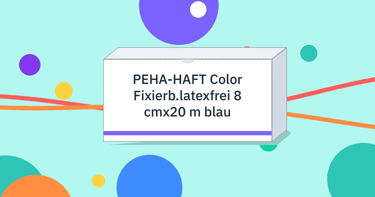 Symbolbild: Packung mit der Aufschrift PEHA-HAFT Color Fixierb.latexfrei 8 cmx20 m blau (PZN 17264571) – Verfügbarkeit und Bezug in Apotheken in Frankfurt am Main