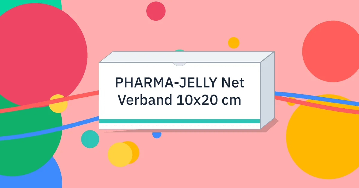 Symbolbild: Packung mit der Aufschrift PHARMA-JELLY Net Verband 10x20 cm (PZN 12897567) – Verfügbarkeit und Bezug in Apotheken in Frankfurt am Main