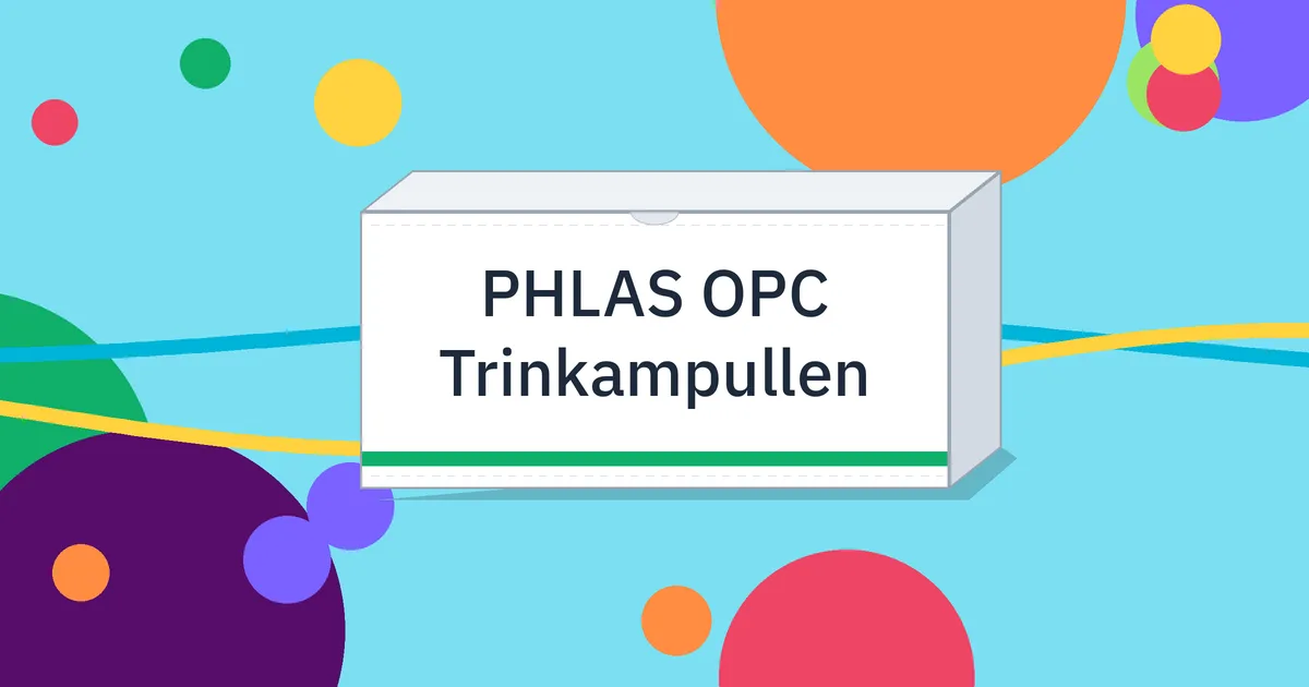 Symbolbild: Packung mit der Aufschrift PHLAS OPC Trinkampullen (PZN 20618104) – Verfügbarkeit und Bezug in Apotheken in Frankfurt am Main