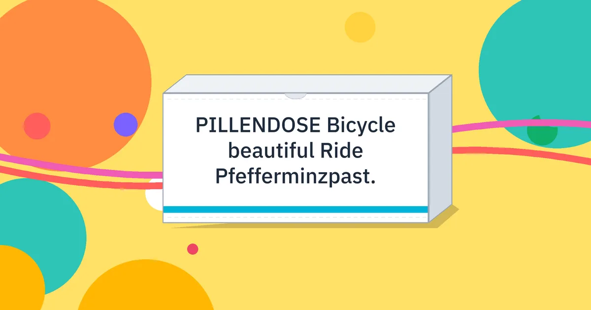 Symbolbild: Packung mit der Aufschrift PILLENDOSE Bicycle beautiful Ride Pfefferminzpast. (PZN 17211830) – Verfügbarkeit und Bezug in Apotheken in Frankfurt am Main
