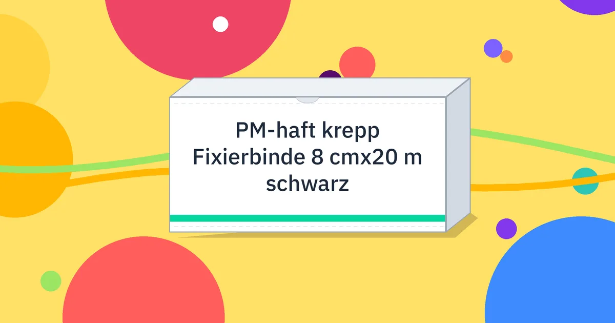 Symbolbild: Packung mit der Aufschrift PM-haft krepp Fixierbinde 8 cmx20 m schwarz (PZN 18846482) – Verfügbarkeit und Bezug in Apotheken in Frankfurt am Main