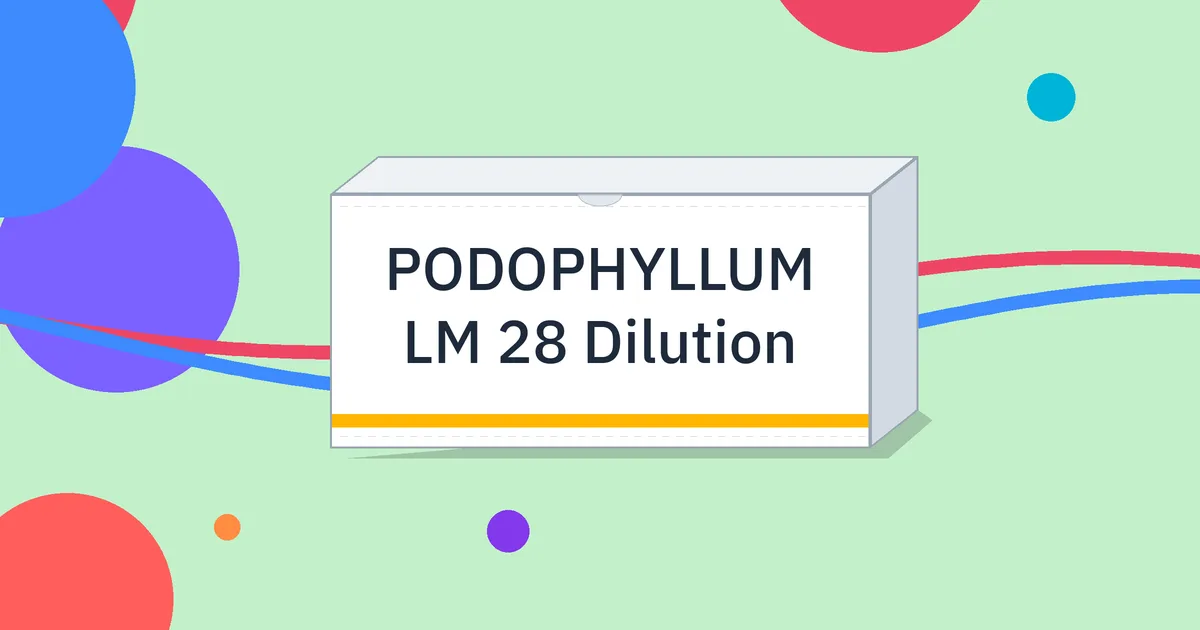 Symbolbild: Packung mit der Aufschrift PODOPHYLLUM LM 28 Dilution (PZN 13043152) – Verfügbarkeit und Bezug in Apotheken in Frankfurt am Main