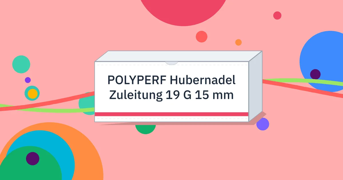 Symbolbild: Packung mit der Aufschrift POLYPERF Hubernadel Zuleitung 19 G 15 mm (PZN 14322196) – Verfügbarkeit und Bezug in Apotheken in Frankfurt am Main