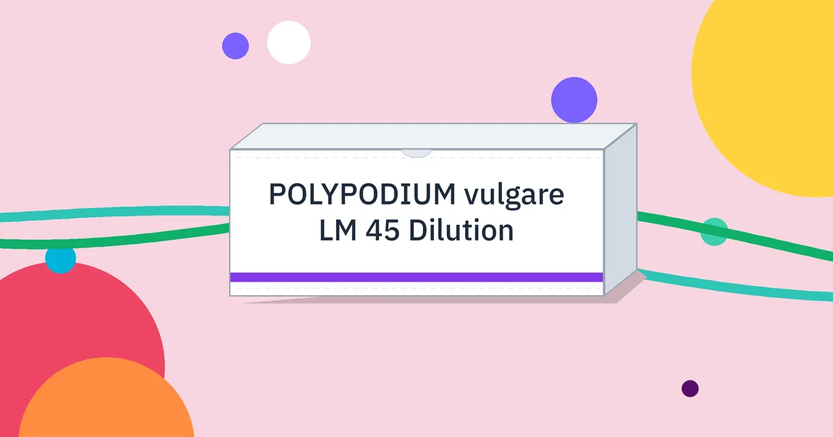 Symbolbild: Packung mit der Aufschrift POLYPODIUM vulgare LM 45 Dilution (PZN 13663587) – Verfügbarkeit und Bezug in Apotheken in Frankfurt am Main
