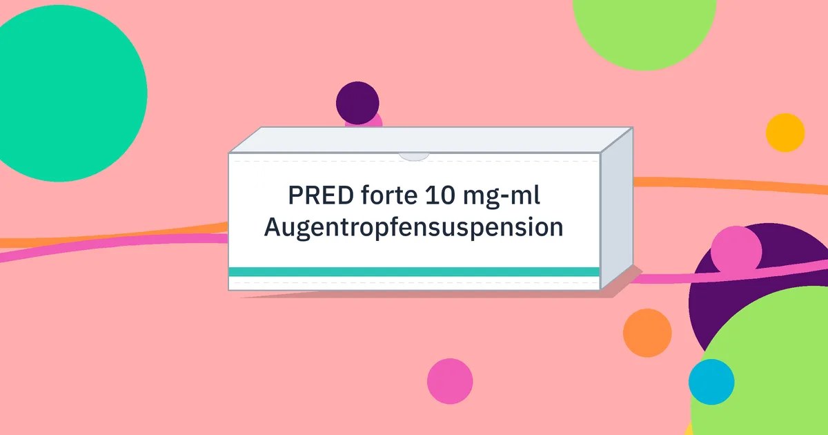Symbolbild: Packung mit der Aufschrift PRED forte 10 mg-ml Augentropfensuspension (PZN 05030678) – Verfügbarkeit und Bezug in Apotheken in Frankfurt am Main