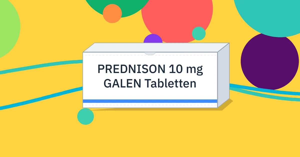 Symbolbild: Packung mit der Aufschrift PREDNISON 10 mg GALEN Tabletten (PZN 11518970) – Verfügbarkeit und Bezug in Apotheken in Frankfurt am Main